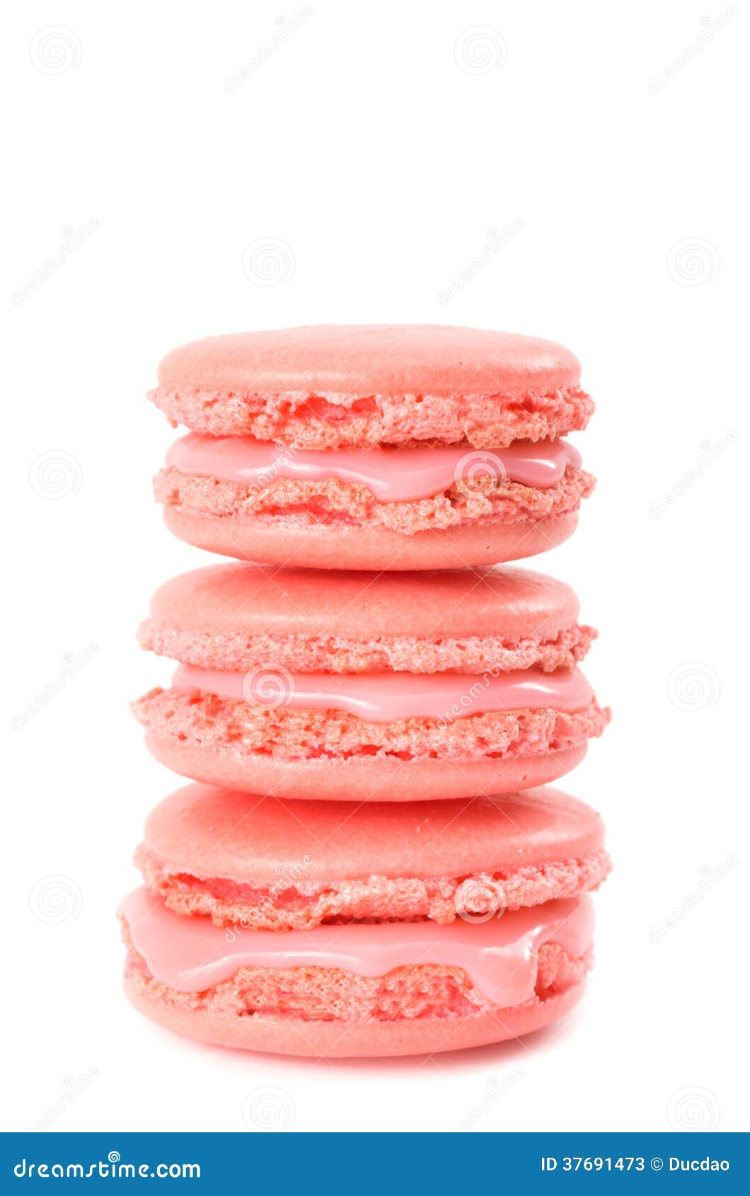 Three Pink Macaroon Stacked Stock Image - Image of french, confection ...
