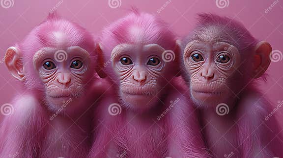 Pink-Furred Baby Monkeys stock illustration. Illustration of pink ...