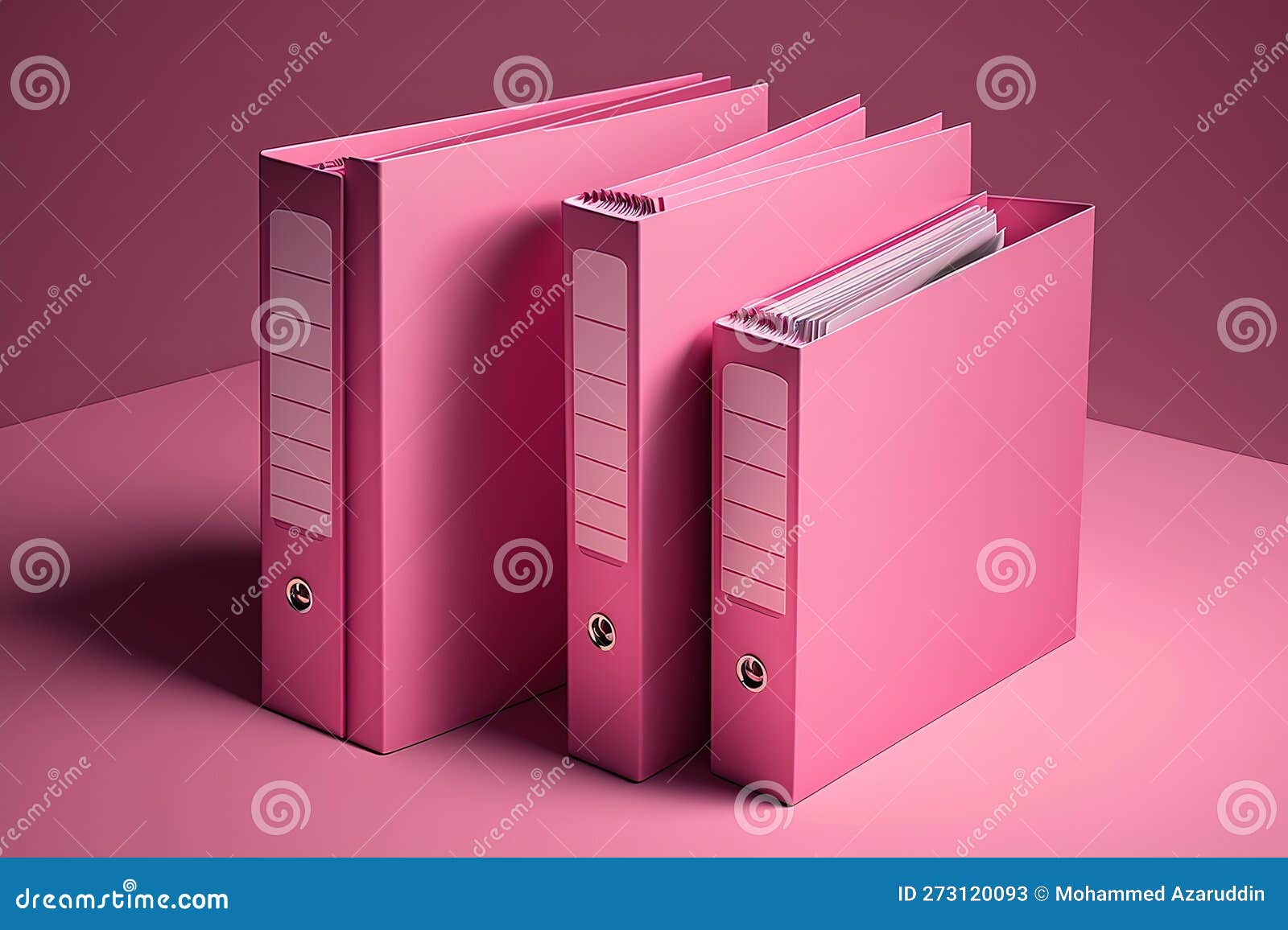 Three pink office folders stock illustration. Illustration of open ...