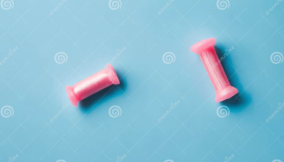 Three Pink Plugs on a Blue Background Stock Illustration - Illustration ...
