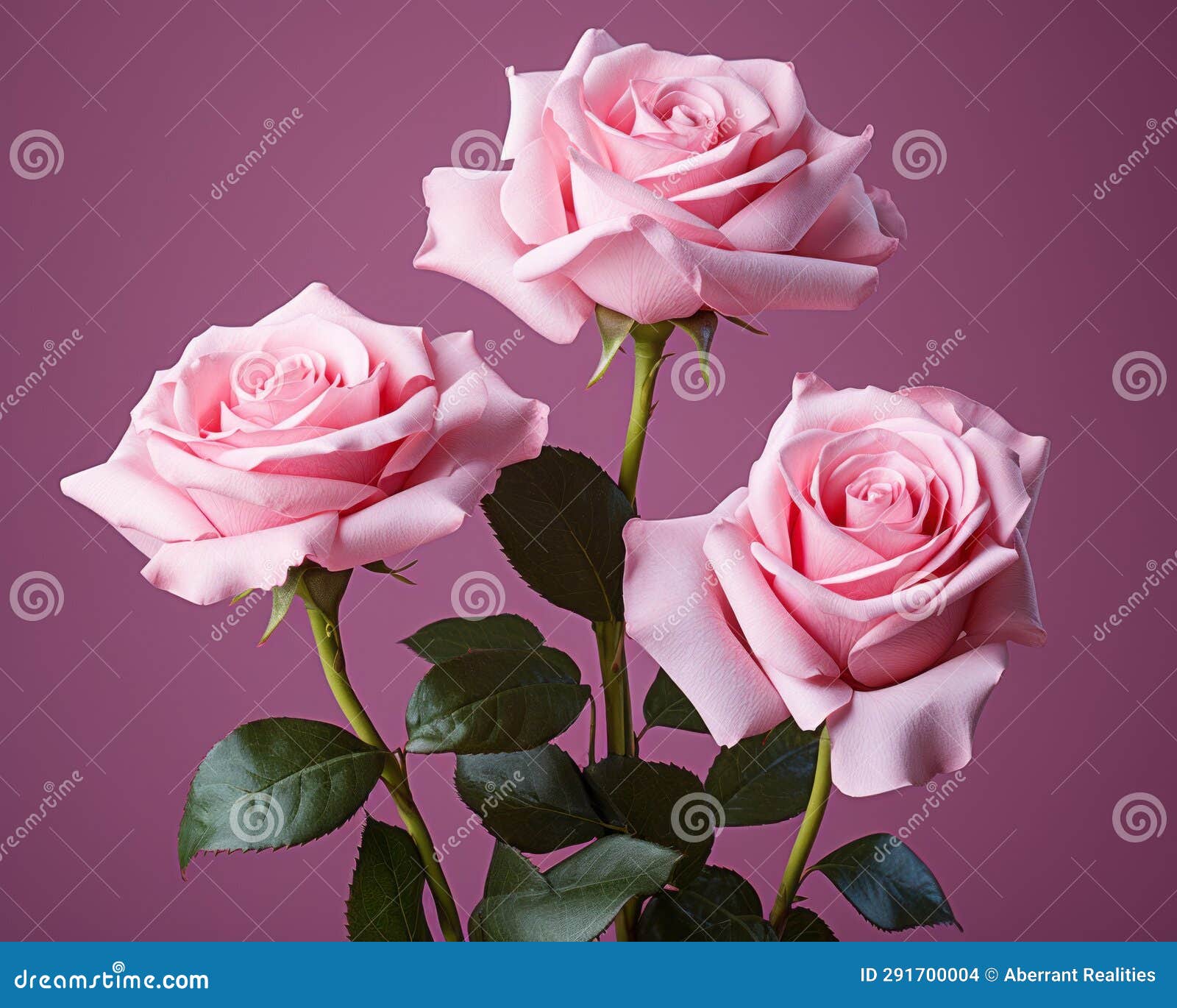 Three Pink Roses on a Purple Background Stock Illustration ...