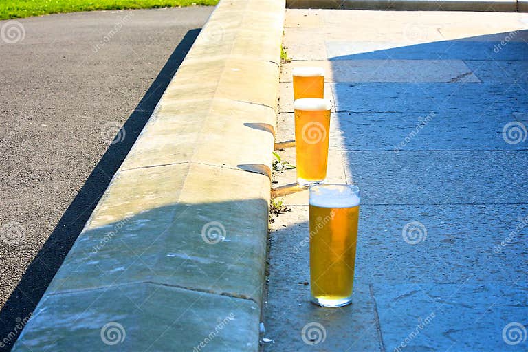 Three pints in a row stock image. Image of alcohol, abstract - 196969619