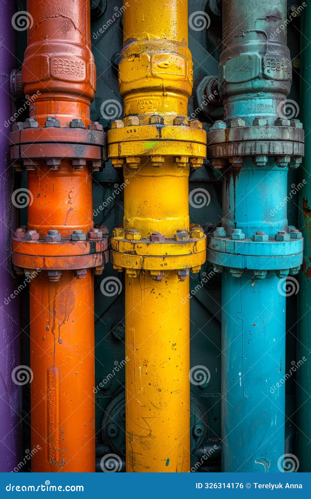 Three Pipes of Different Colors are Shown, with the Middle One Being ...