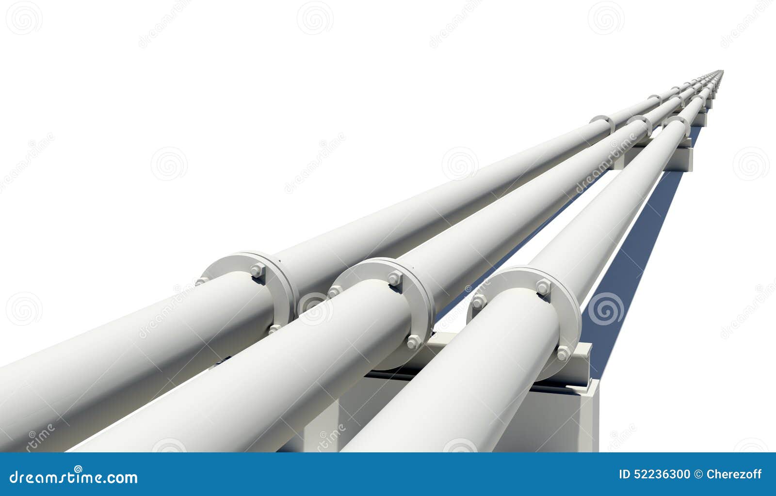Three Pipes Stretching into Distance. Isolated Stock Illustration ...
