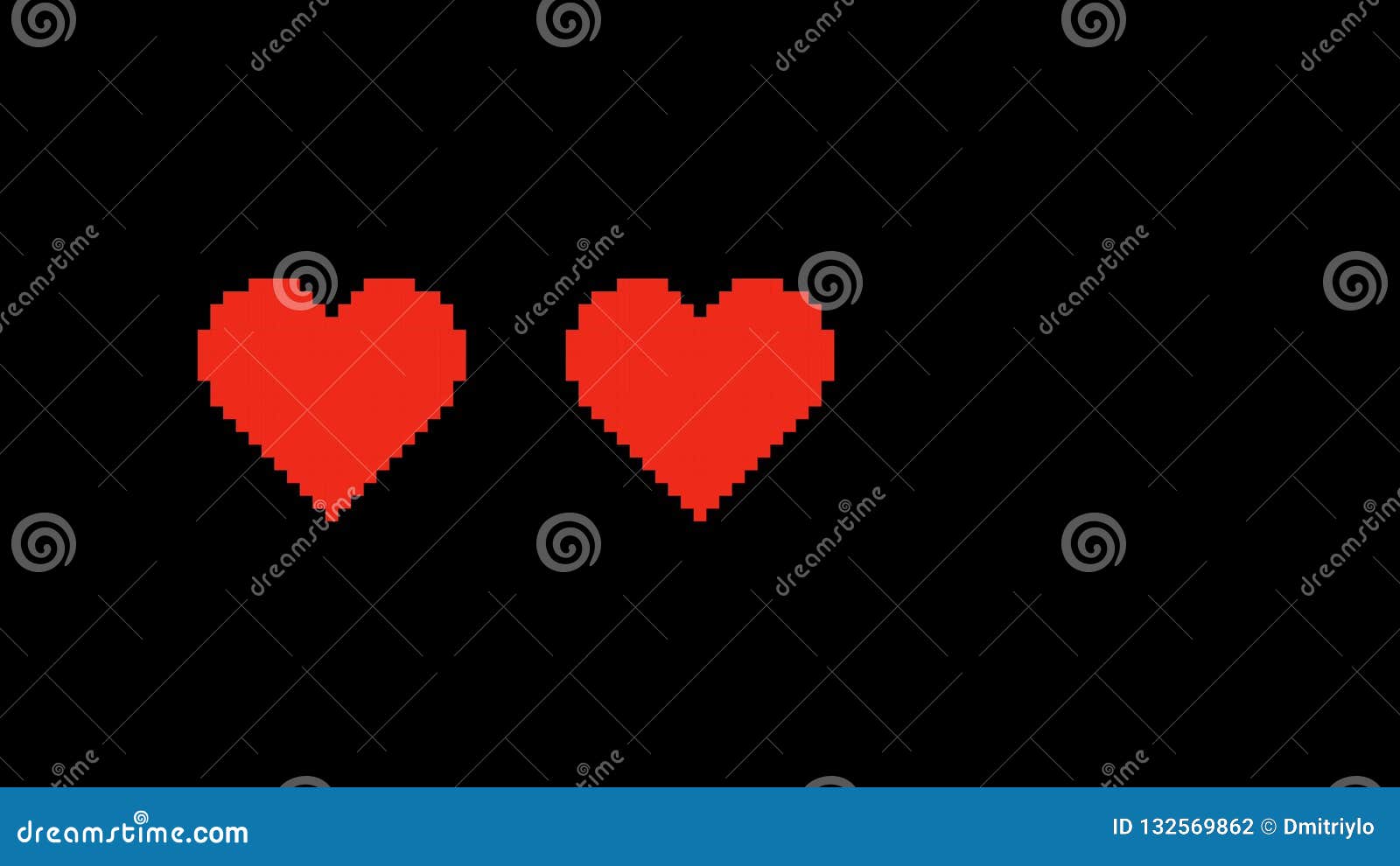 Three Pixel Art Red Hearts in Retro Style Animation 4K Background ...