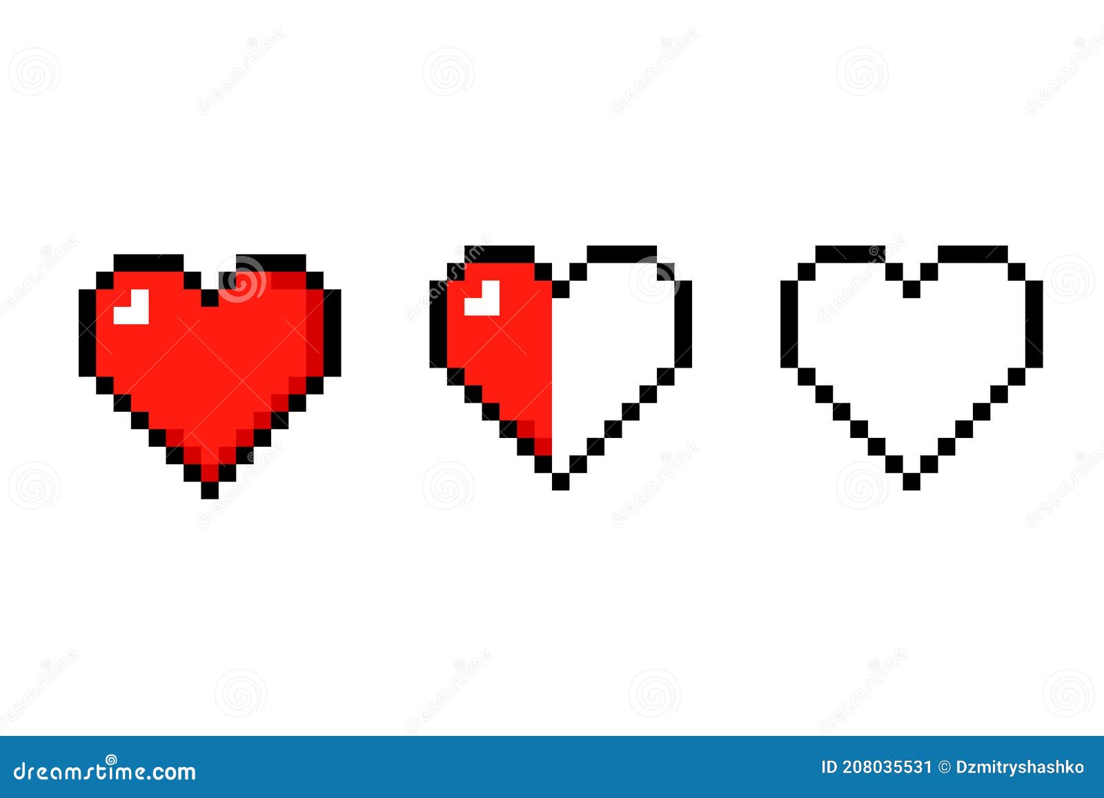 Three Pixel Hearts Icon. Clipart Image Stock Vector - Illustration of ...
