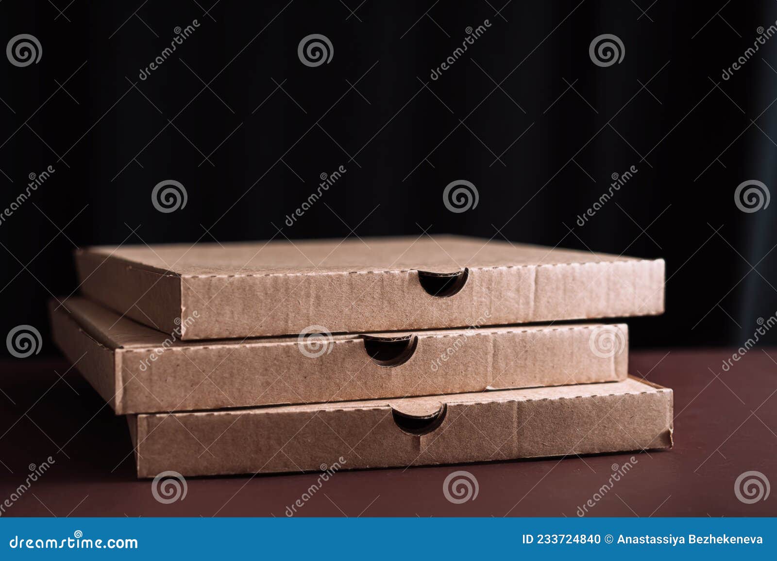 Three Pizza Boxes Stacked on Top of Each Other Stock Photo - Image of ...