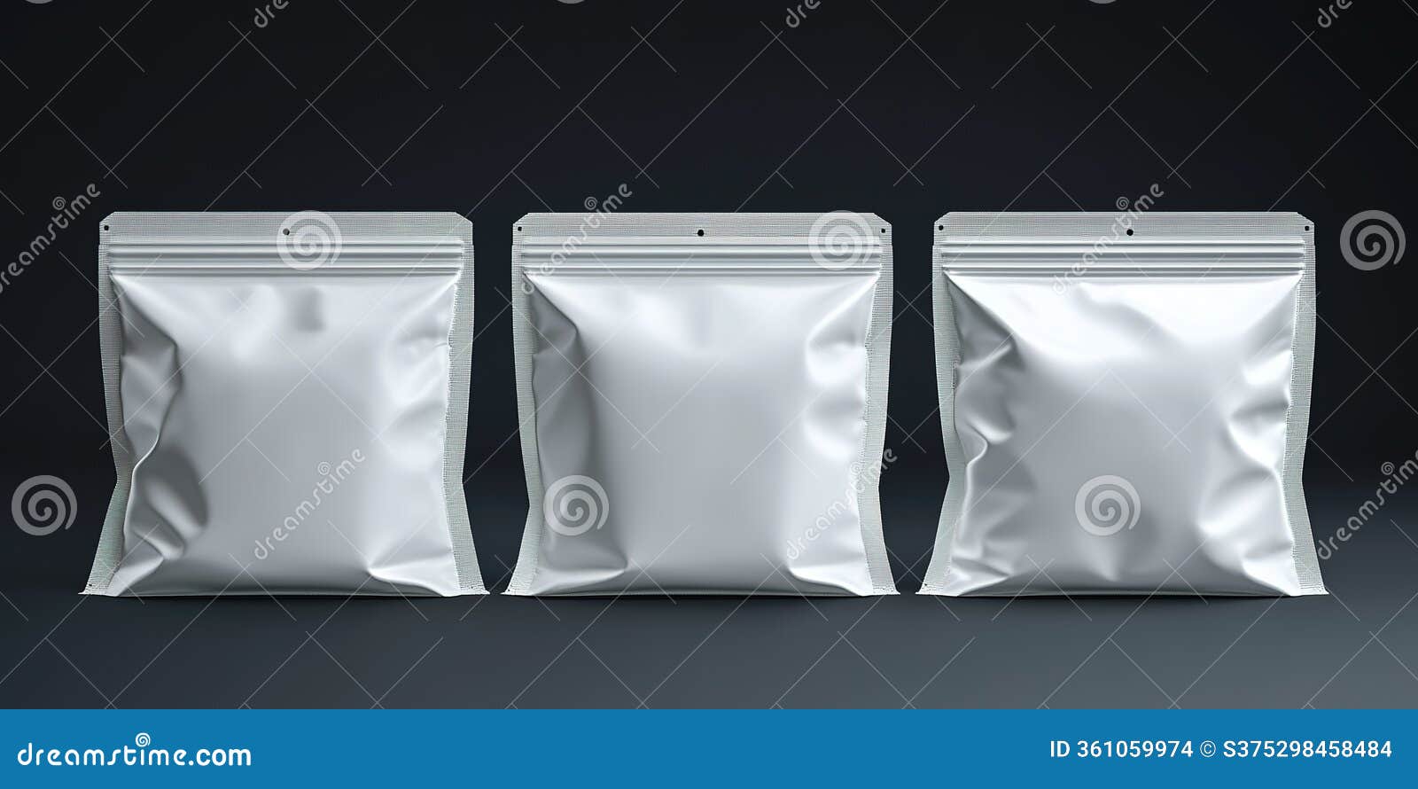 Three Plain White Pouches Arranged on a Dark Background, Showcasing ...