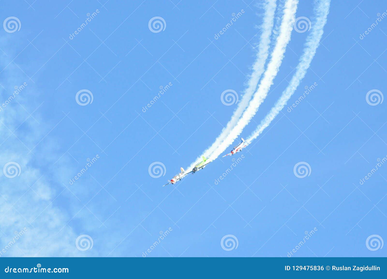 Three Planes are Flying Leaving a Trail in the Sky Stock Photo - Image ...