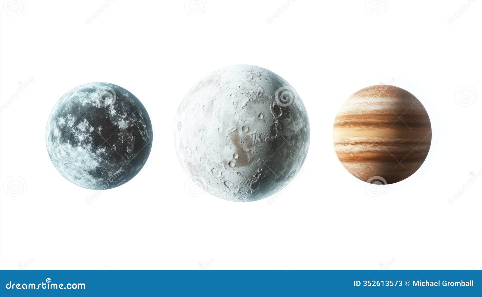 Three Planets Isolated on White Created with Generative AI. Big Planets ...