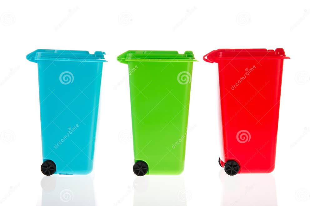 Three Plastic Roll Containers Stock Photo - Image of cleaning, dump ...