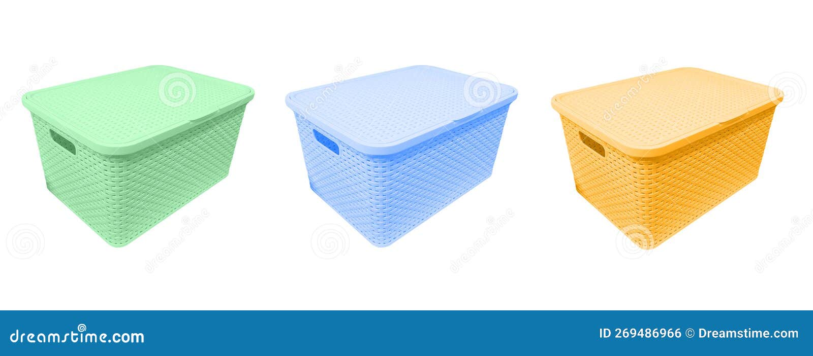 Three Plastic Storage Box Isolated on White Background. Plastic Box ...