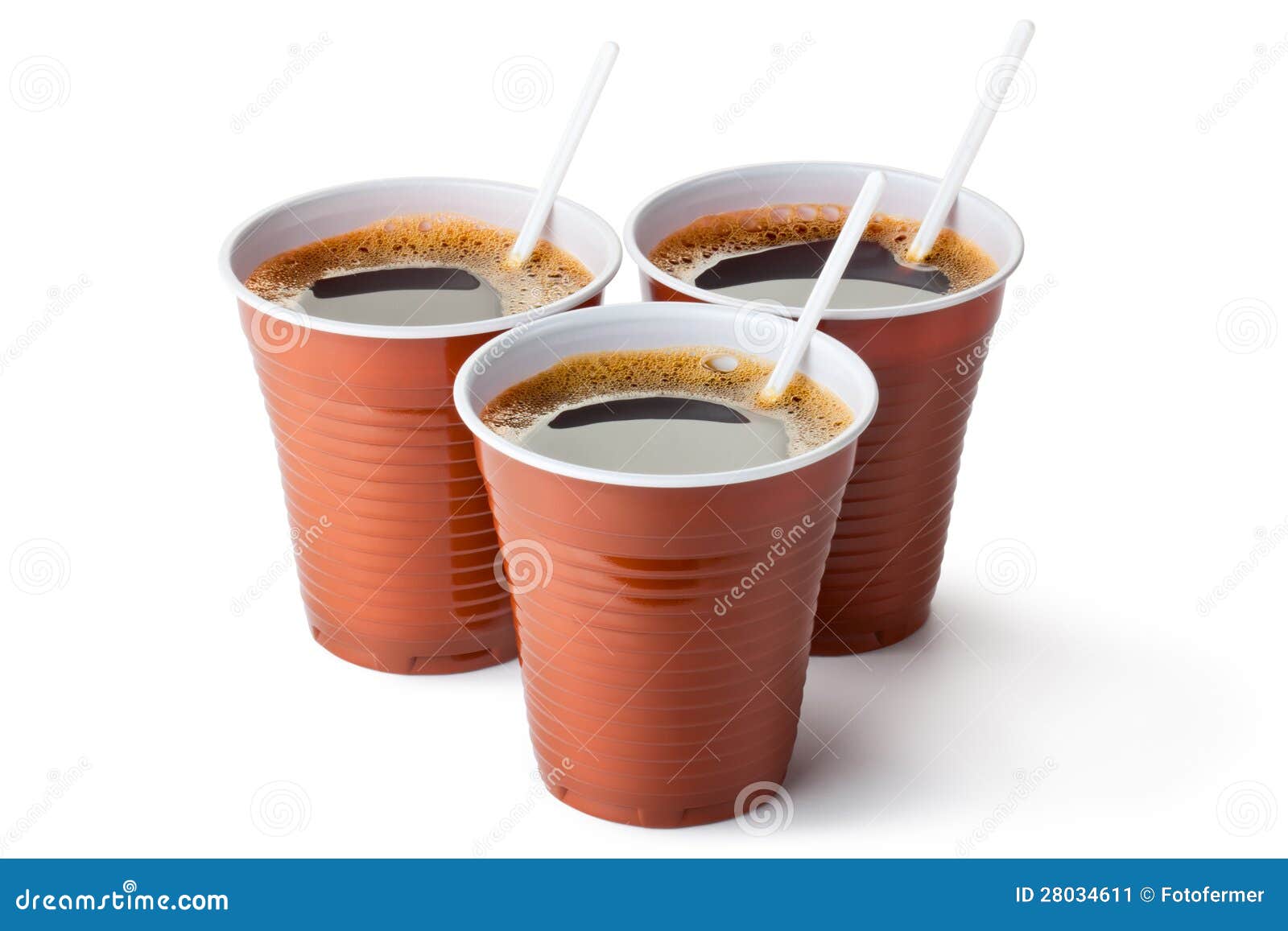 Three Plastic Vending Cups Filled with Coffee Stock Image - Image of ...