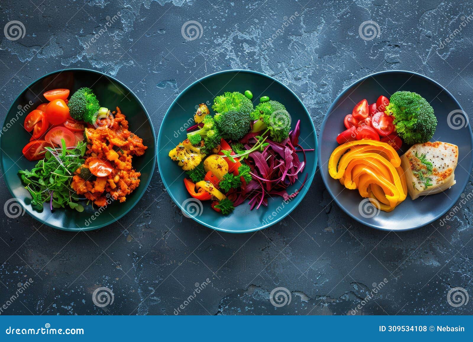 Three Plates Filled with an Assortment of Different Types of Delicious ...