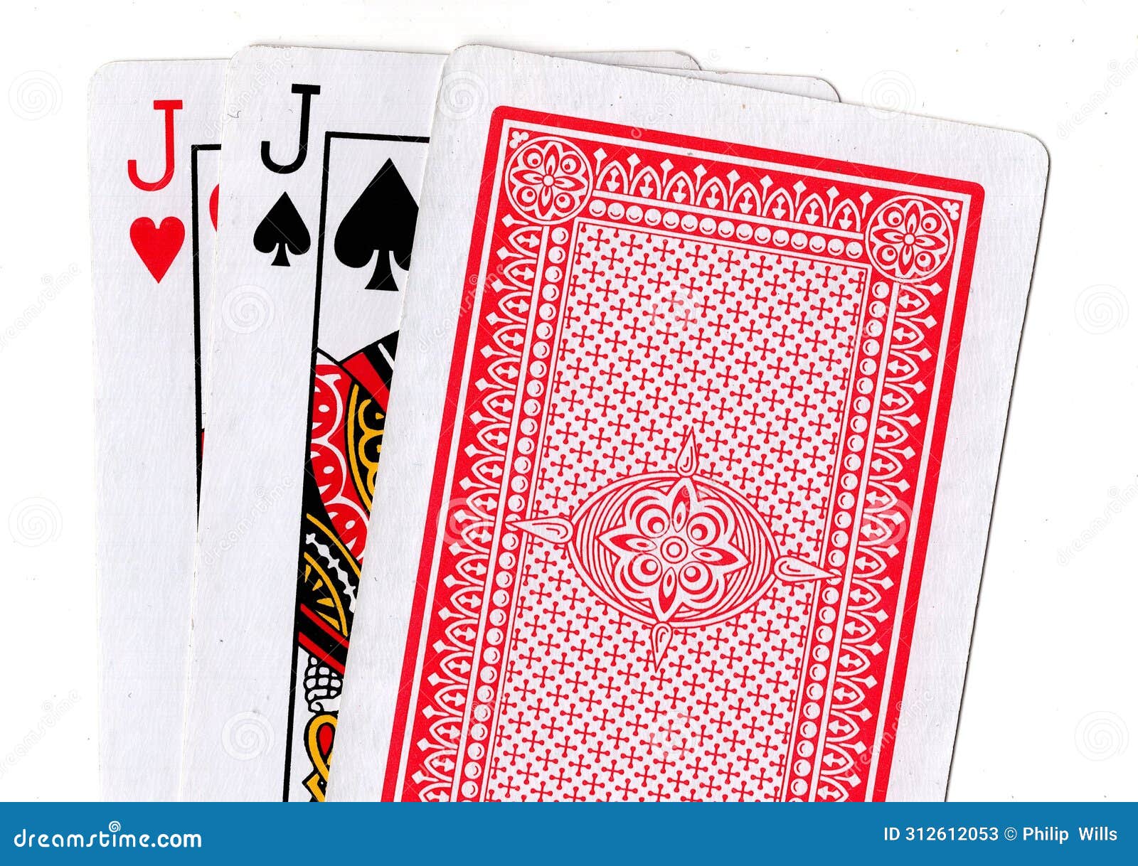 Jacks Of Three Suits: Hearts, Spades And Diamonds. Playing Cards With ...