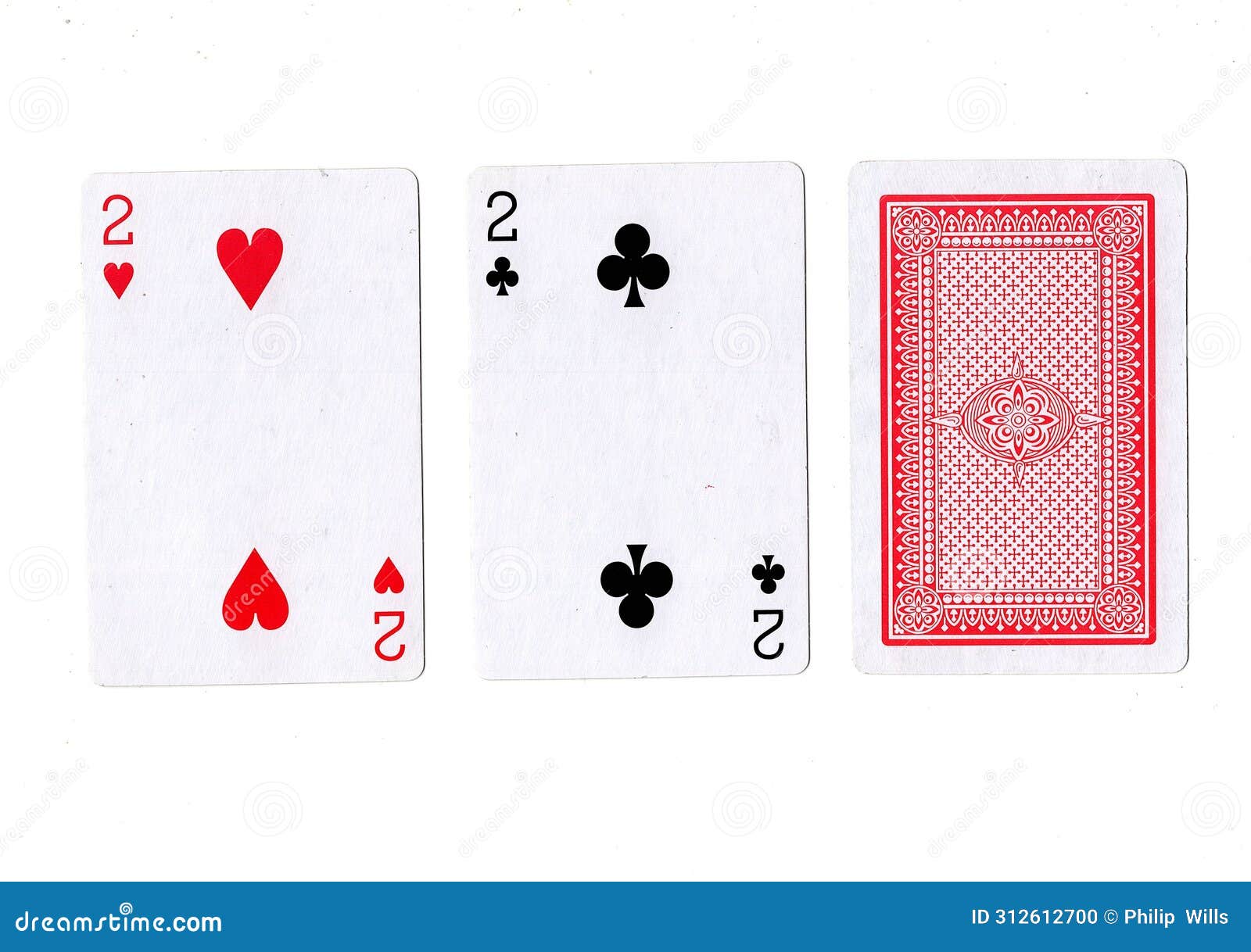Three Playing Cards with a Pair of Twos Revealed. Stock Illustration ...