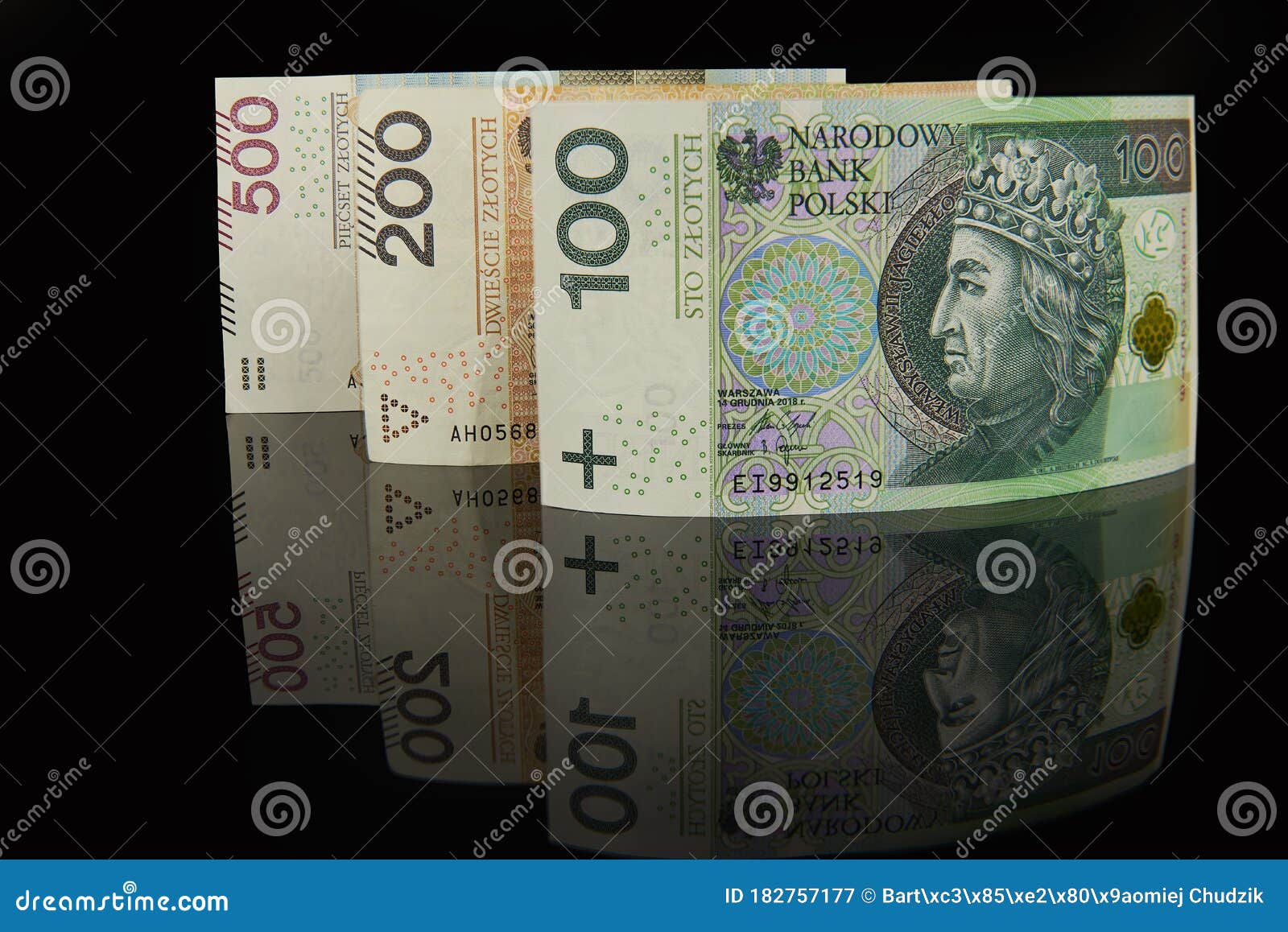 Three PLN Banknotes - Banknotes Stacked One after the Other Set of ...