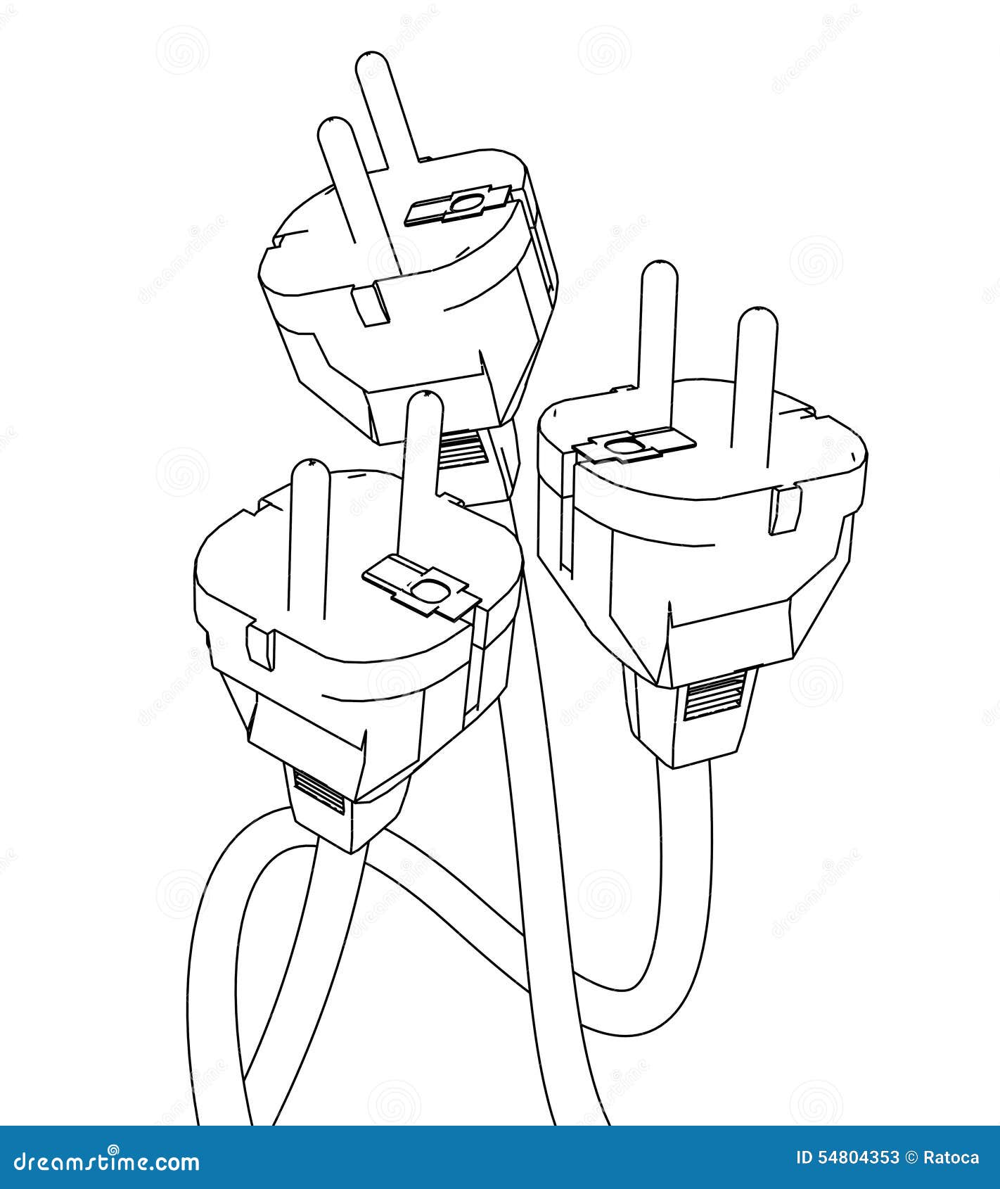 Three plugins stock illustration. Illustration of outlet - 54804353