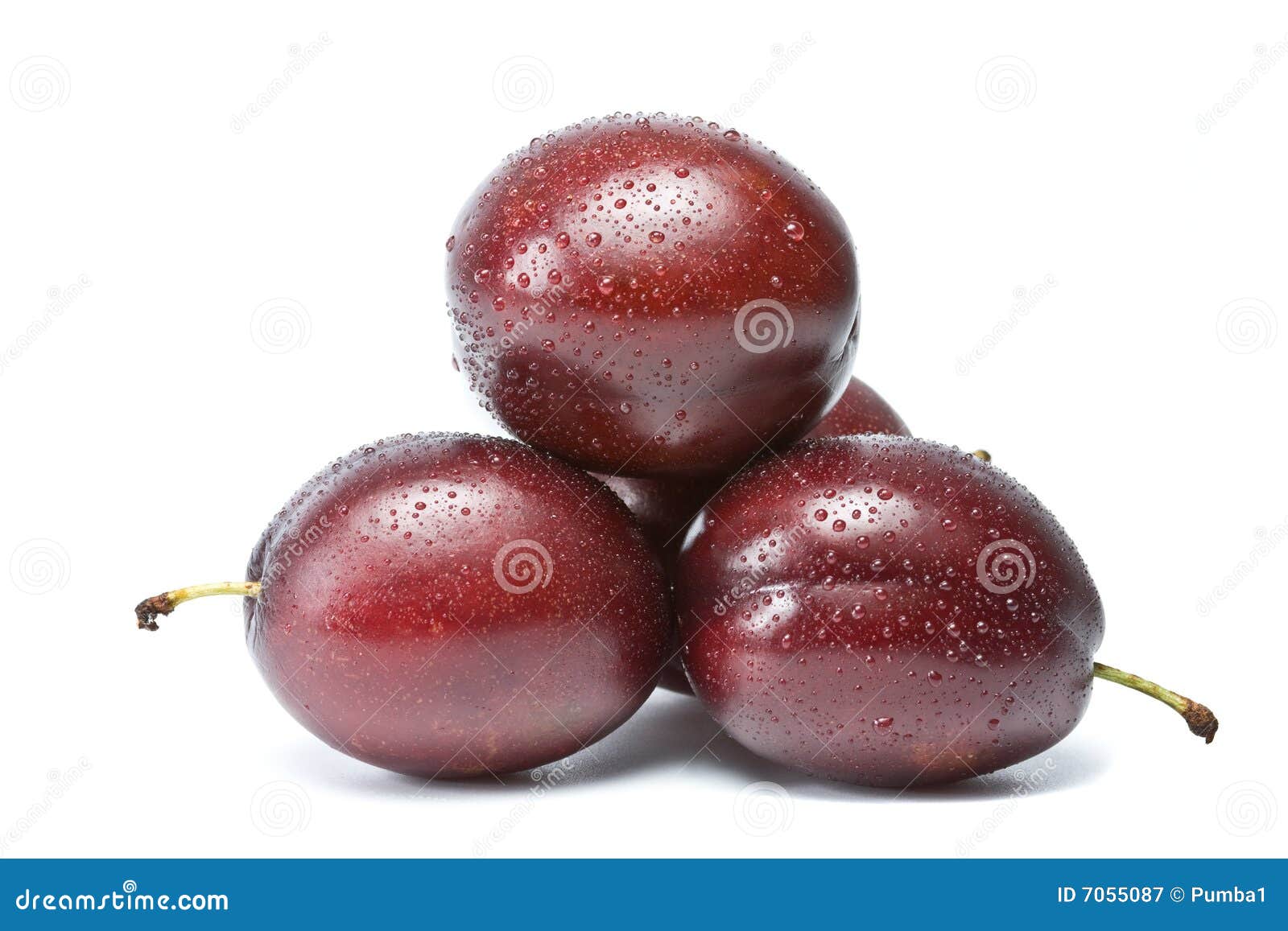 Three Plums on a White Background, Isolation Stock Image - Image of ...