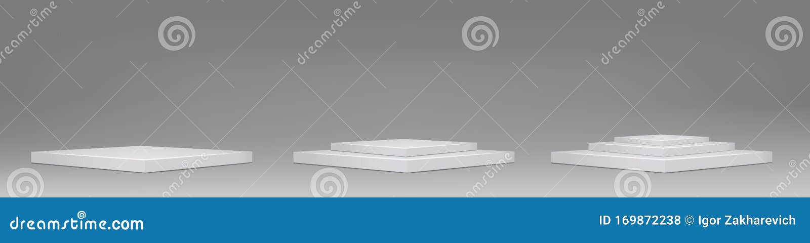 Three Podium. White Platform or Backdrop with Empty Space for Display ...