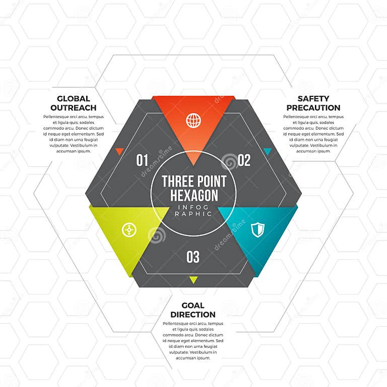Three Point Hexagon Infographic Stock Vector - Illustration of option ...