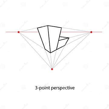Three Point Perspective Line Drawing Study Art Architecture Stock ...