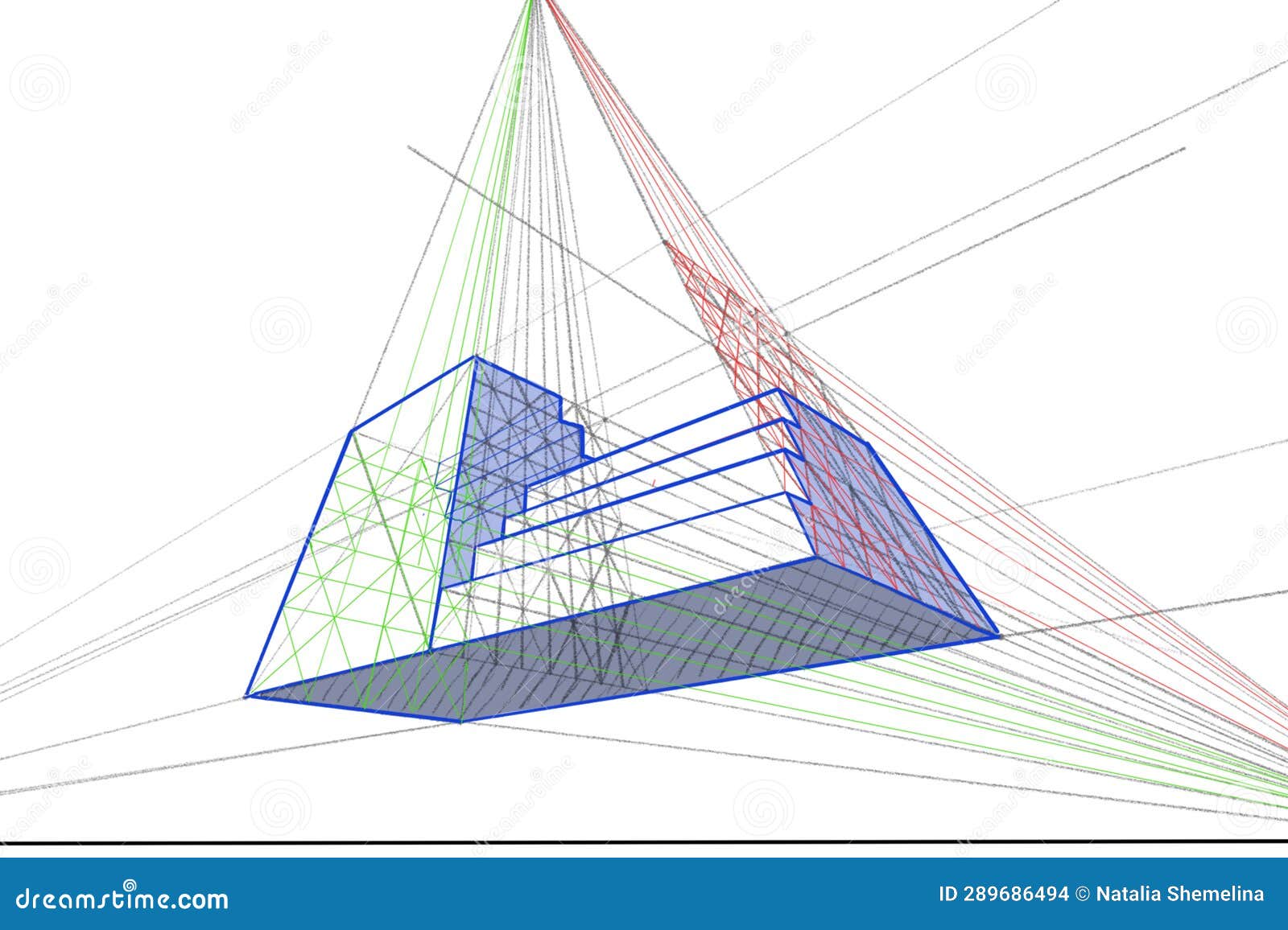 Three Point Perspective. Visual Material for Art Students Stock ...