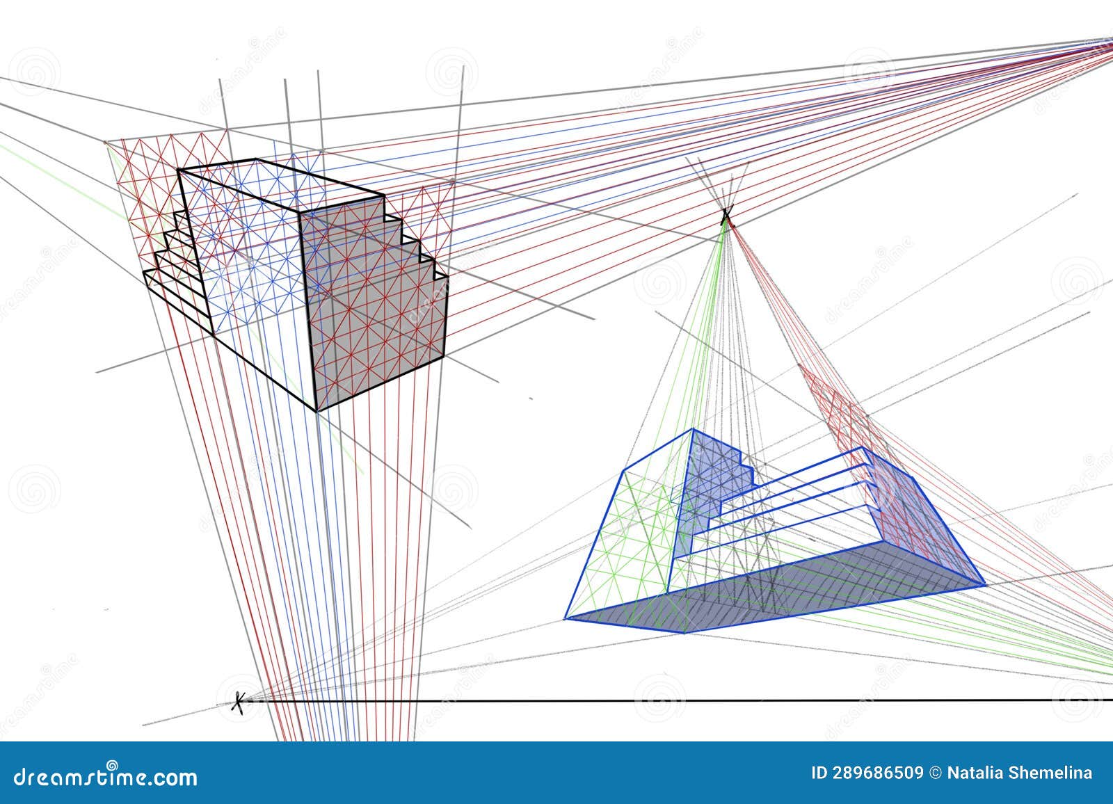 Three Point Perspective. Visual Material for Art Students Stock ...