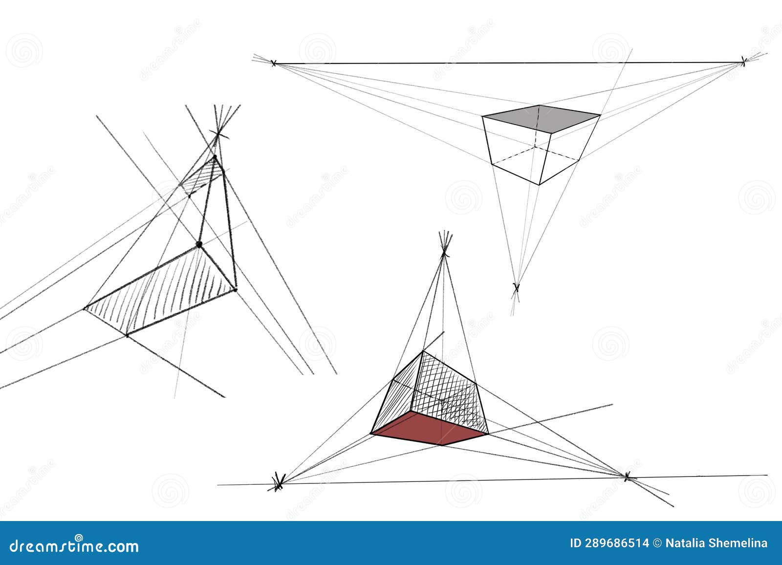 Three Point Perspective. Visual Material for Art Students Stock ...