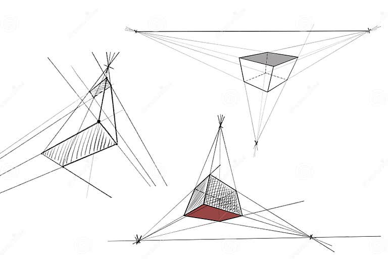 Three Point Perspective. Visual Material for Art Students Stock ...