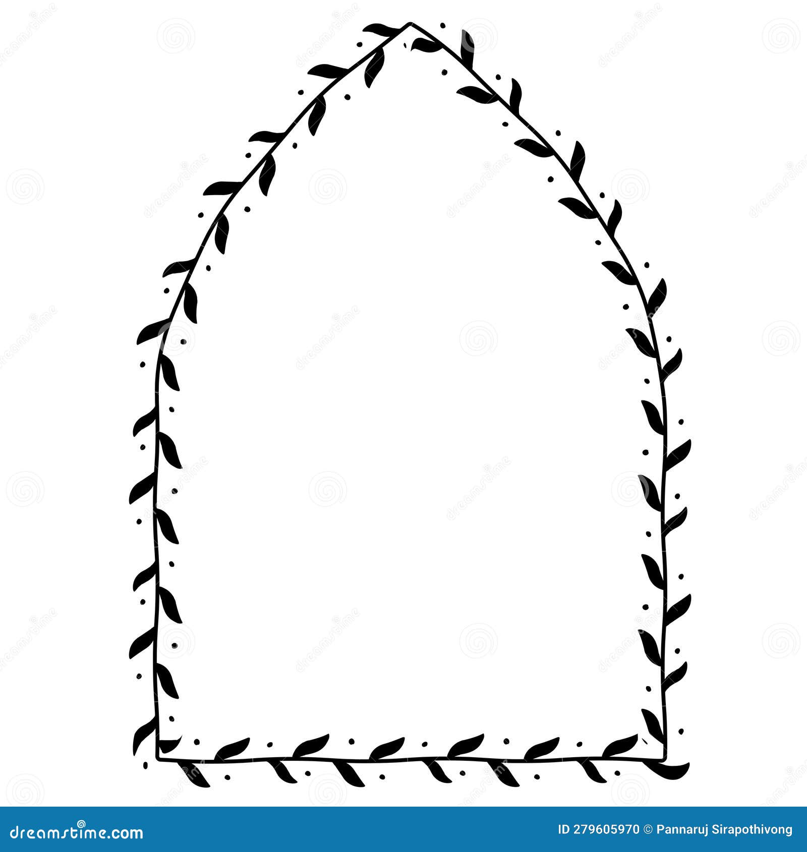 Three-Pointed Arch Rectangular Frame Architectural Window Door Flower ...