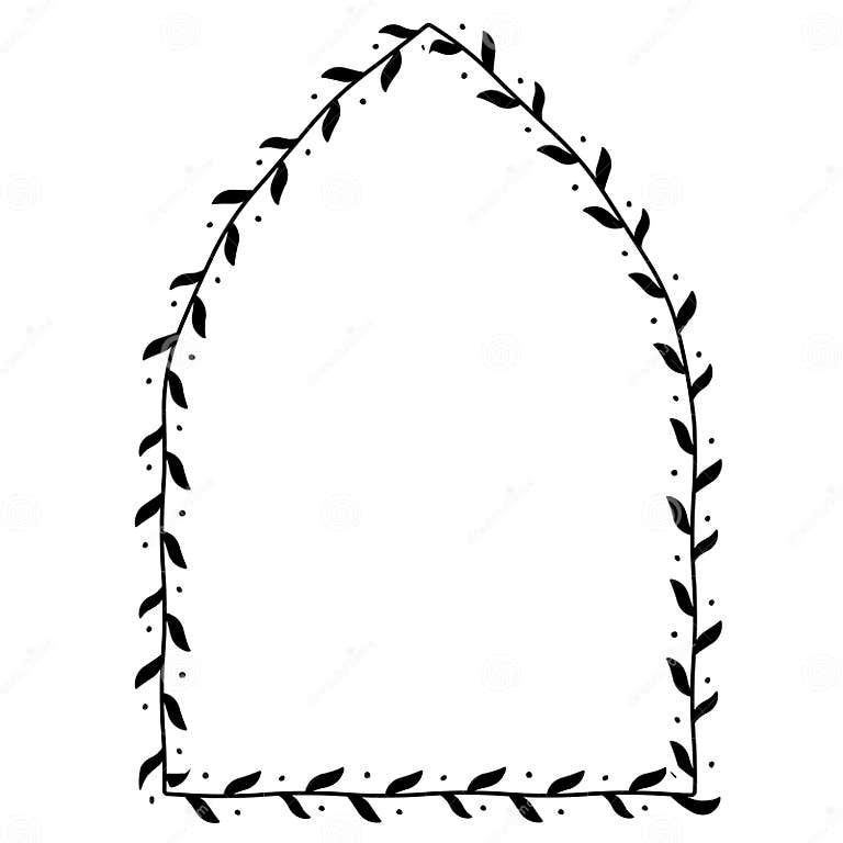 Three-Pointed Arch Rectangular Frame Architectural Window Door Flower ...