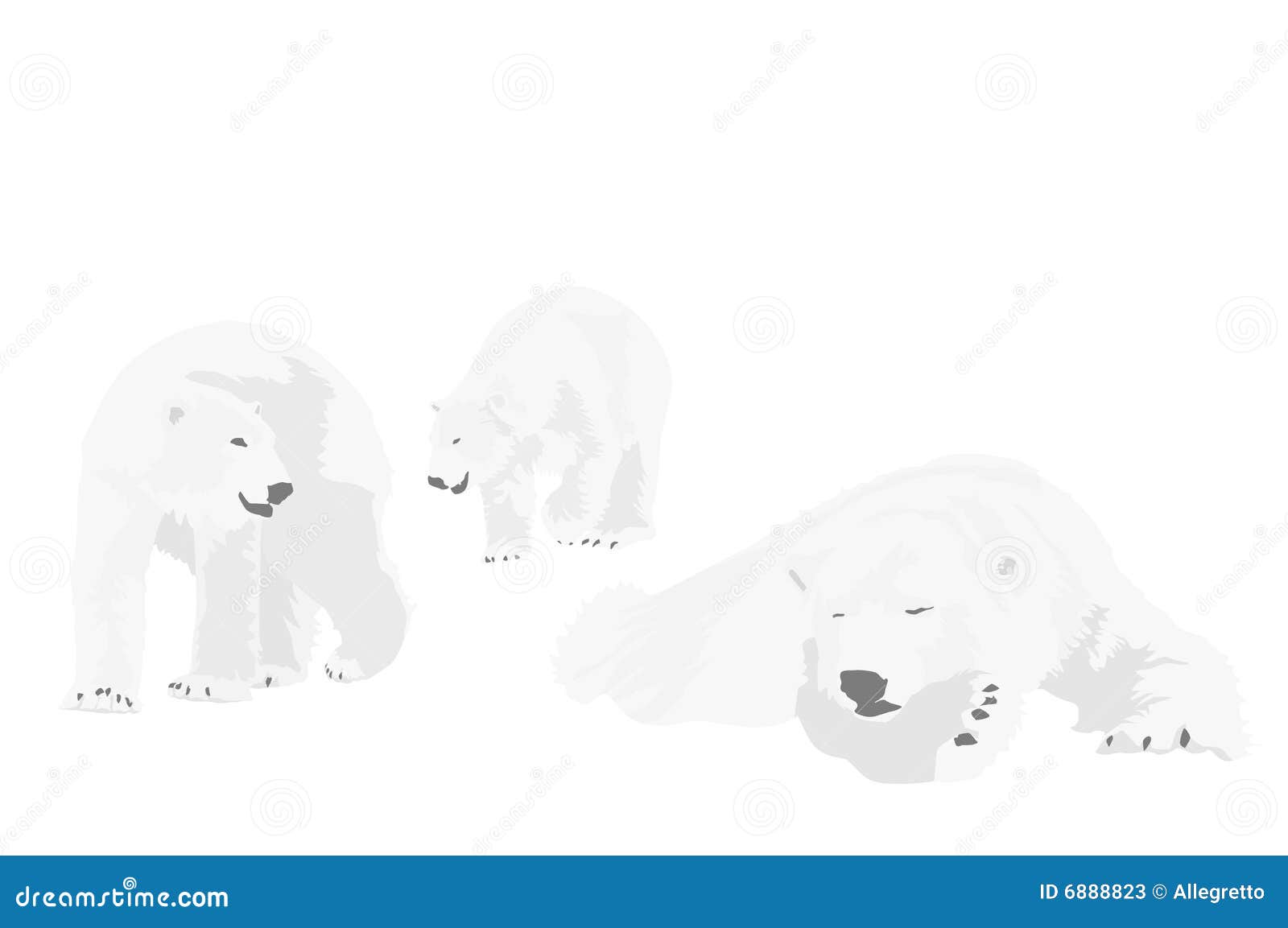 Three polar bears stock illustration. Illustration of bear - 6888823
