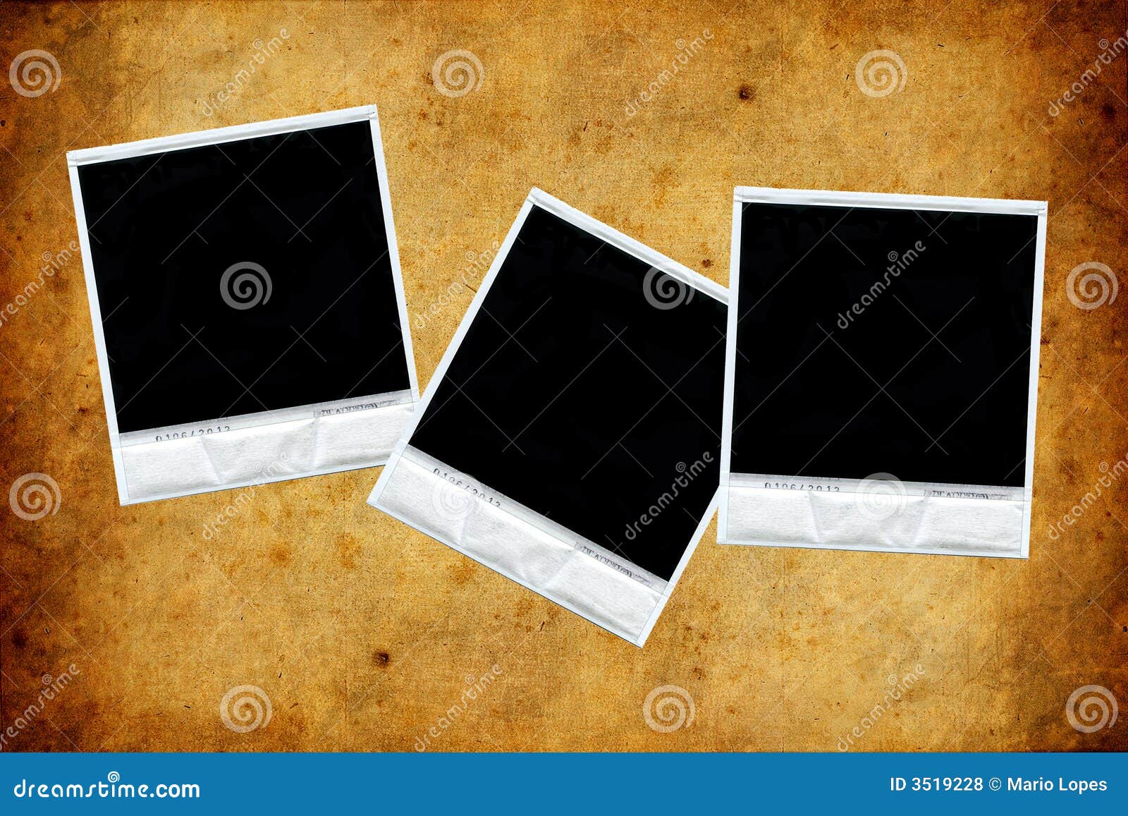 Three Polaroids Over Old Paper Texture Stock Photo - Image of ...