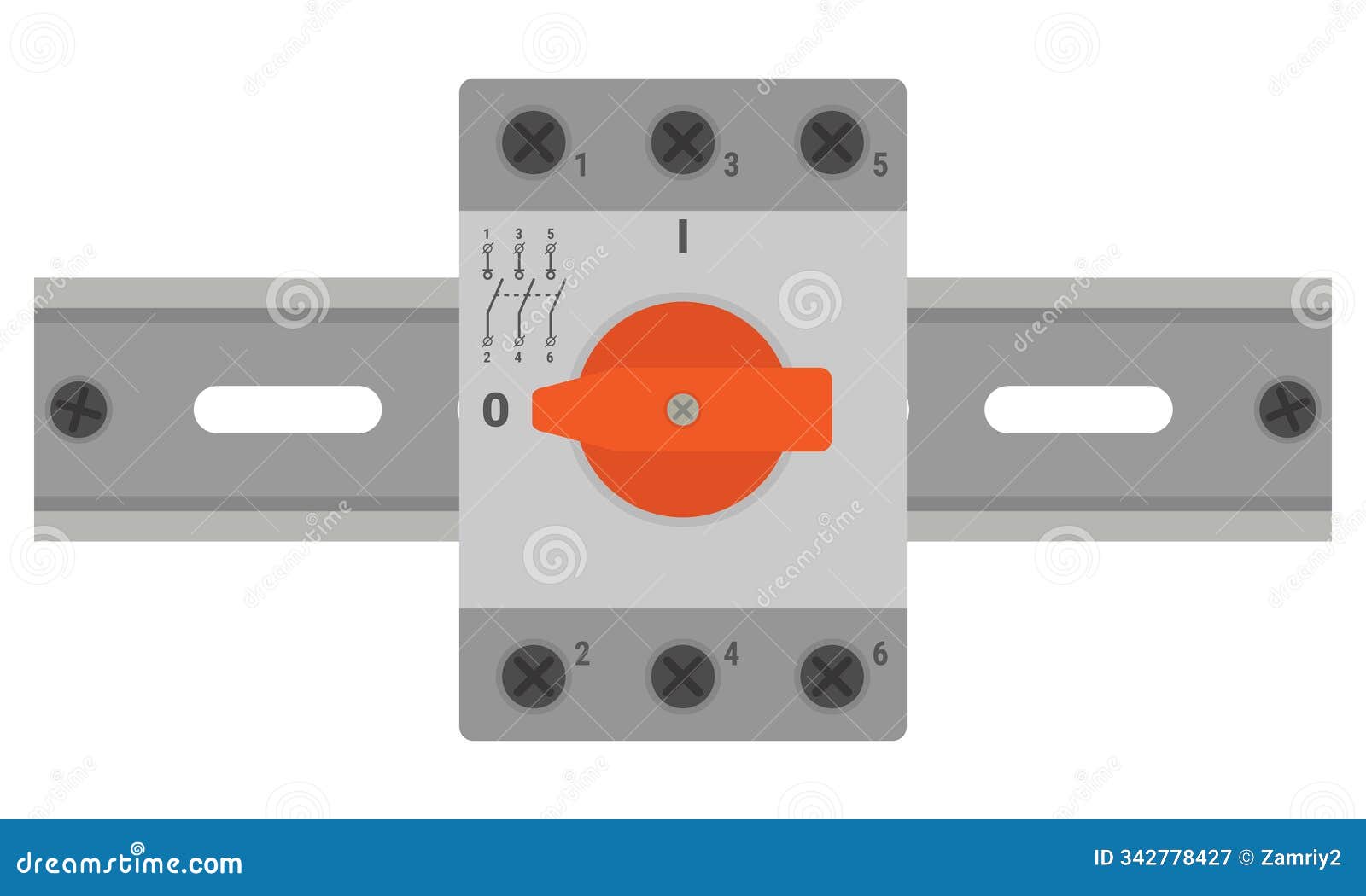 Three Pole Disconnect Switch Installed on a DIN Rail Stock Illustration ...