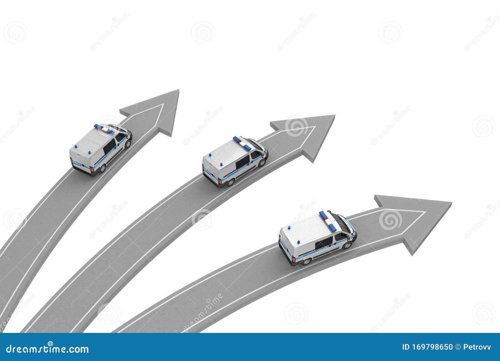 Three Police Car Go in Different Directions Stock Illustration ...
