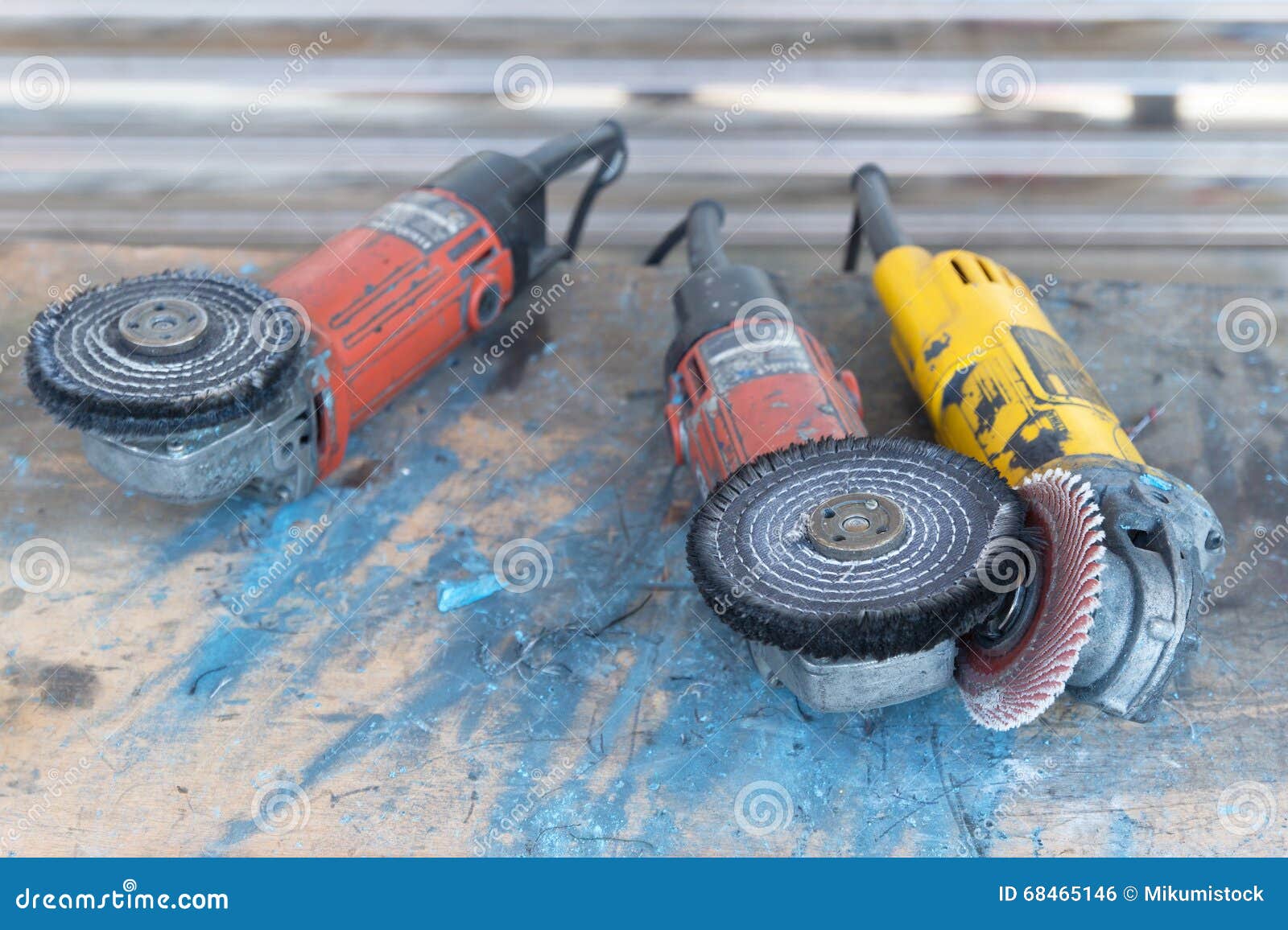 Three Polishing Machine on Wood Table Stock Photo - Image of floor ...