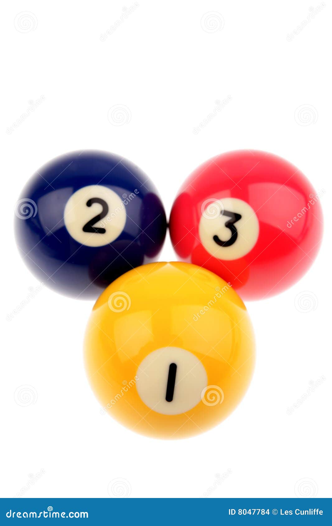 Three pool balls stock photo. Image of objects, isolated - 8047784