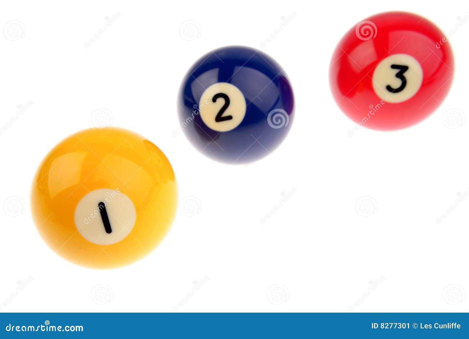 Three pool balls stock image. Image of shot, three, macro - 8277301