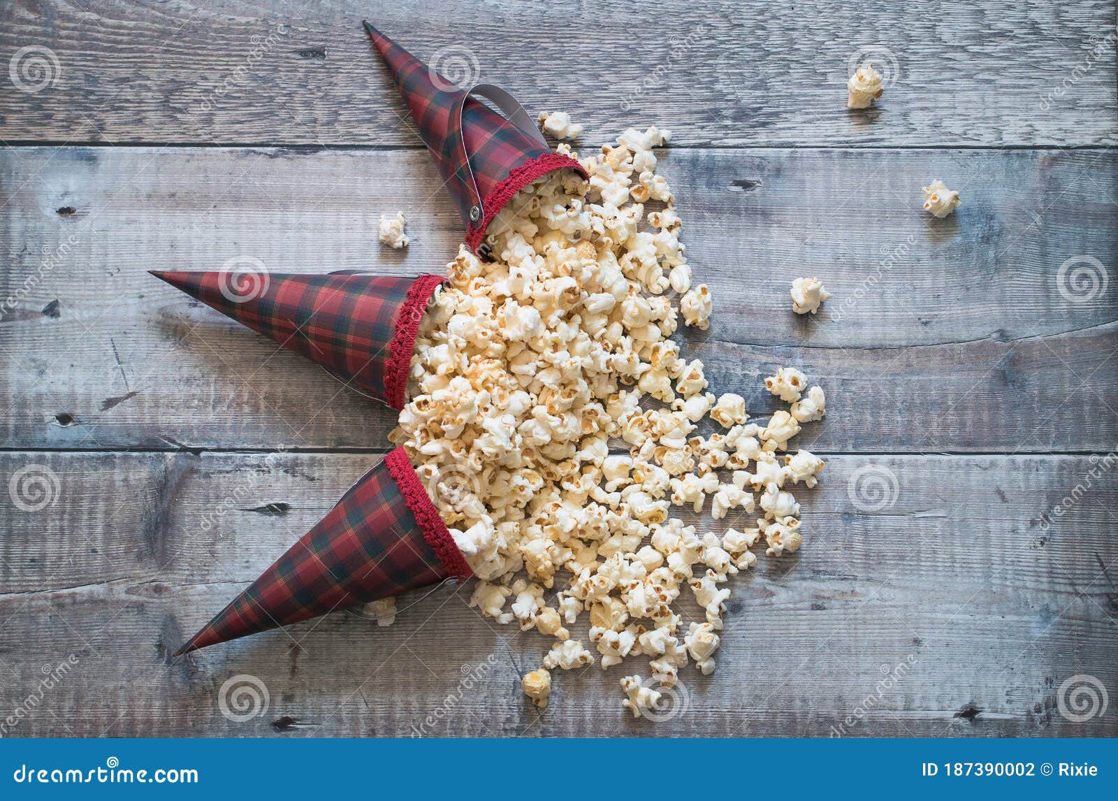 Three Popcorn Cones Flat Lay Stock Photo - Image of classic, colorful ...