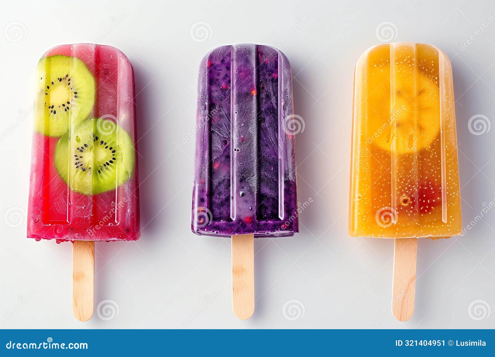 Three popsicle ice cream stock image. Image of citrus - 321404951