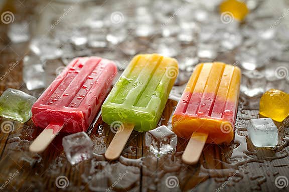 Three Popsicles with Different Colors Stock Image - Image of delicious ...