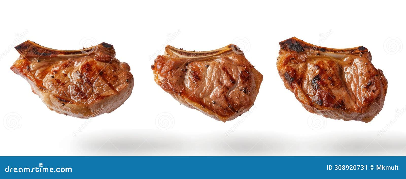 Three Pieces of Meat on White Background Stock Image - Image of ...