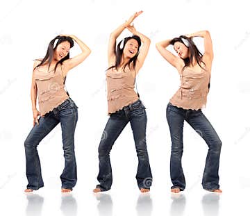 Three Poses of Dancing Woman Stock Image - Image of exciting, female ...