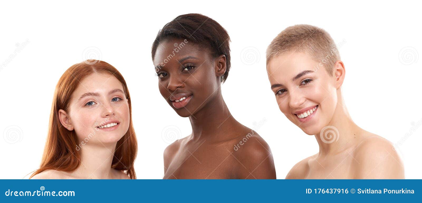 We are All Beautiful. Three Positive Multicultural Young Women Looking ...