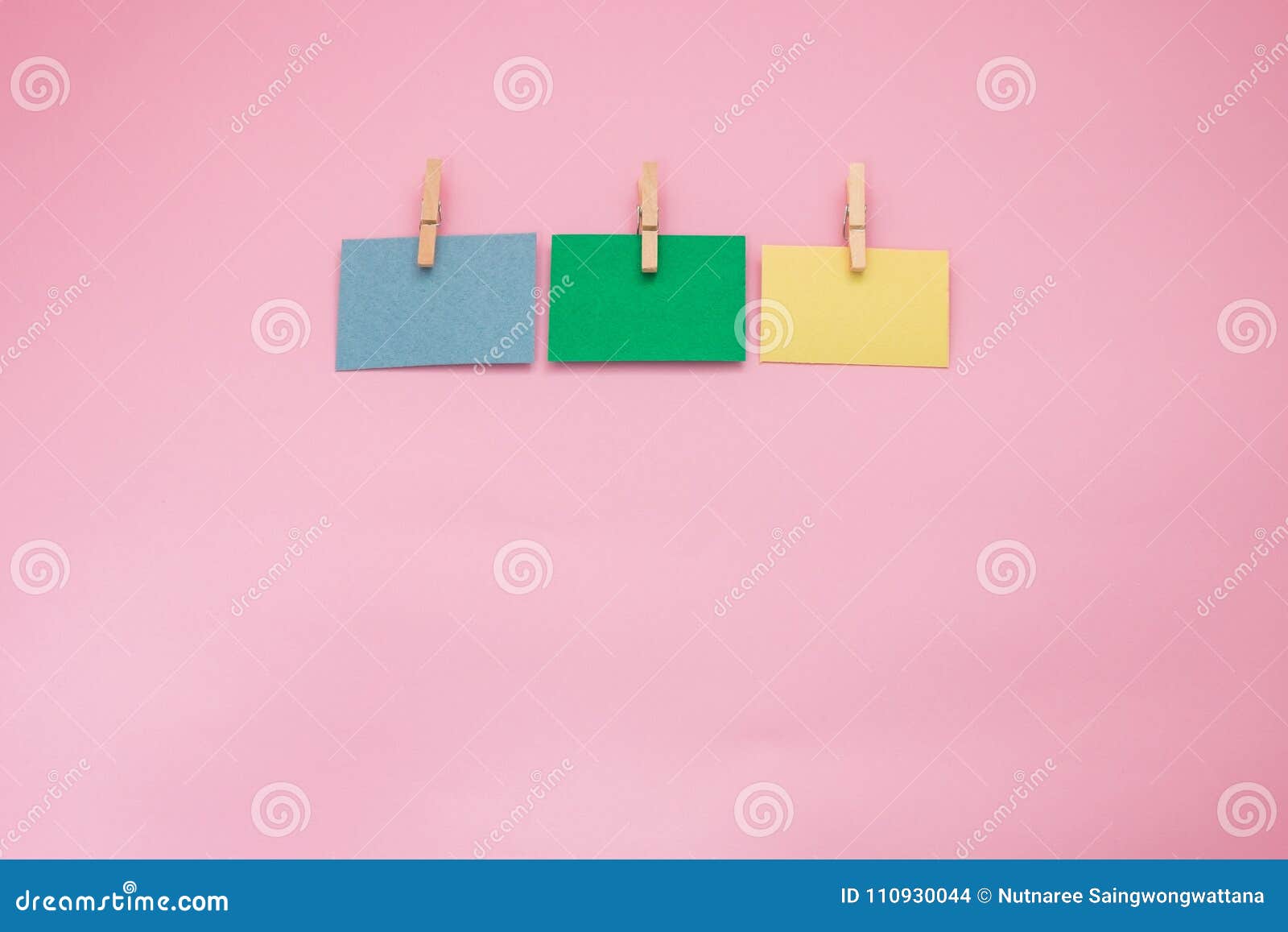 Three Post it Note or Paper Office Note Isolated on Pink Background ...