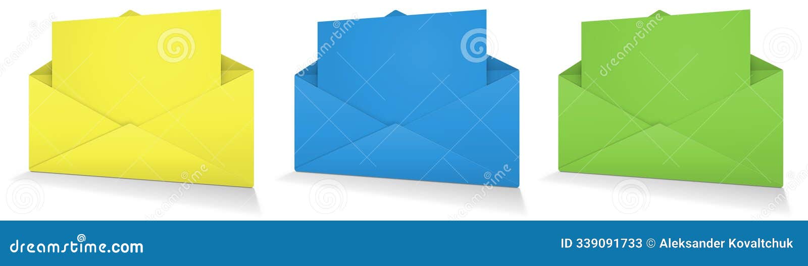 Three Postal Envelope Blank Template Black, Cyan, Yellow, Magenta, CMYK ...