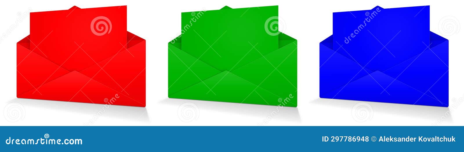 Three Postal Envelope Blank Template Red, Green and Blue (RGB) for ...