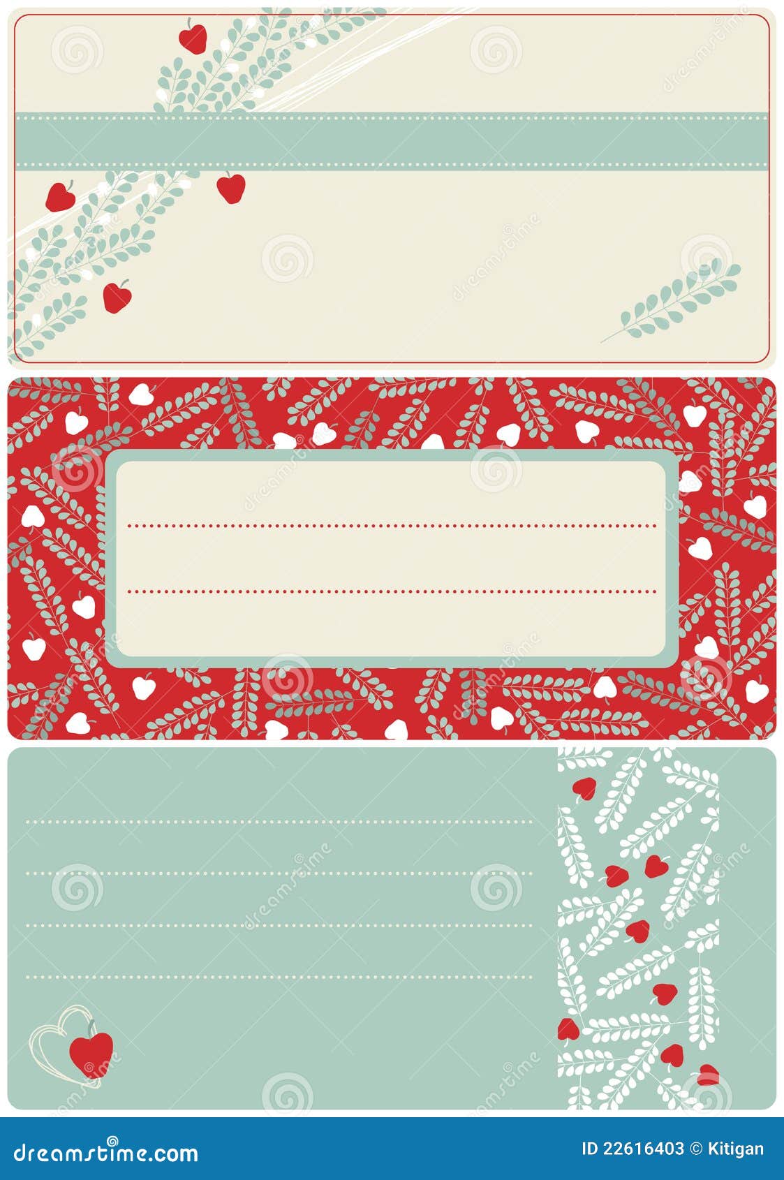 Three Postcards stock vector. Illustration of message - 22616403