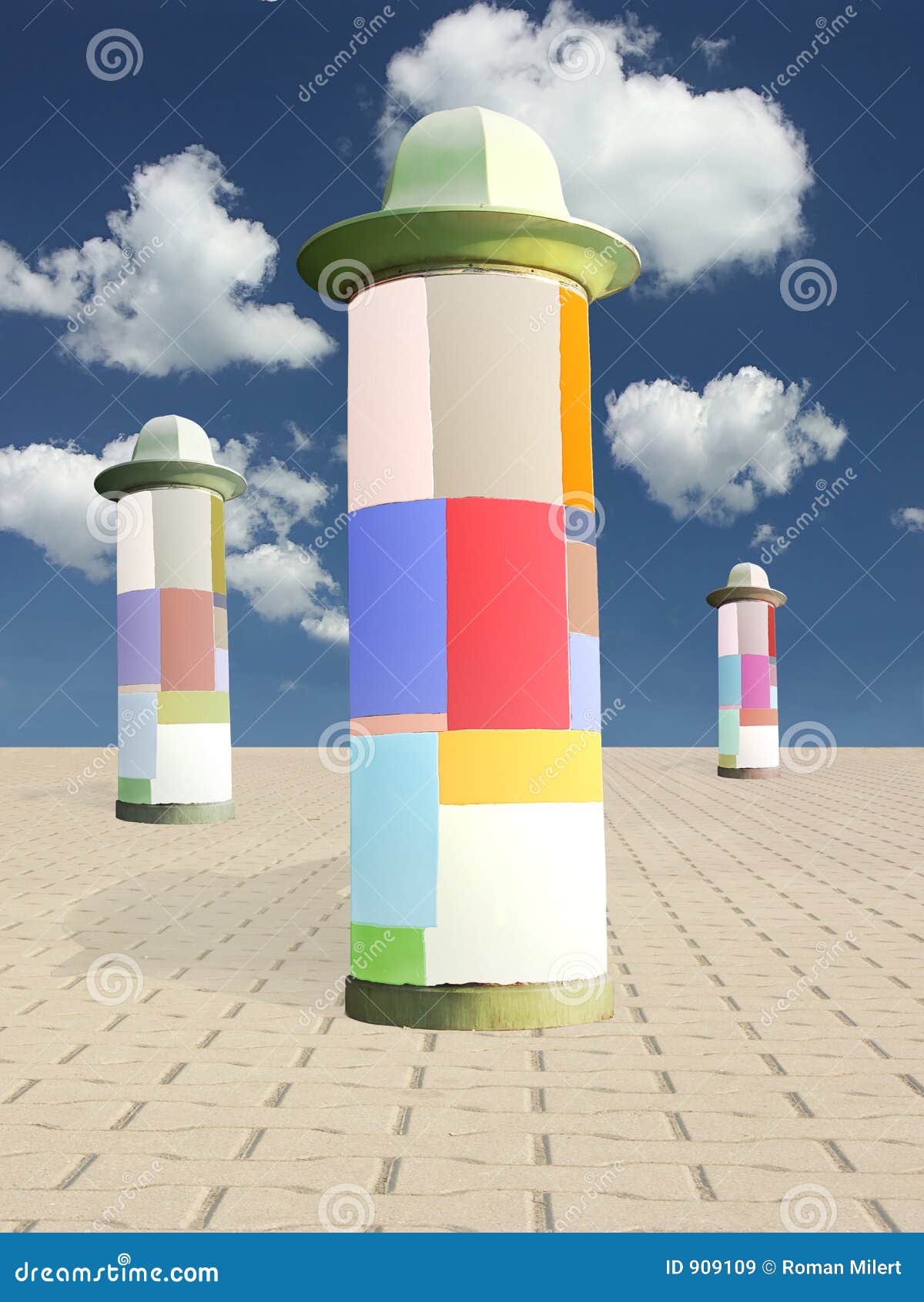 Three poster pillars stock image. Image of columns, clear - 909109
